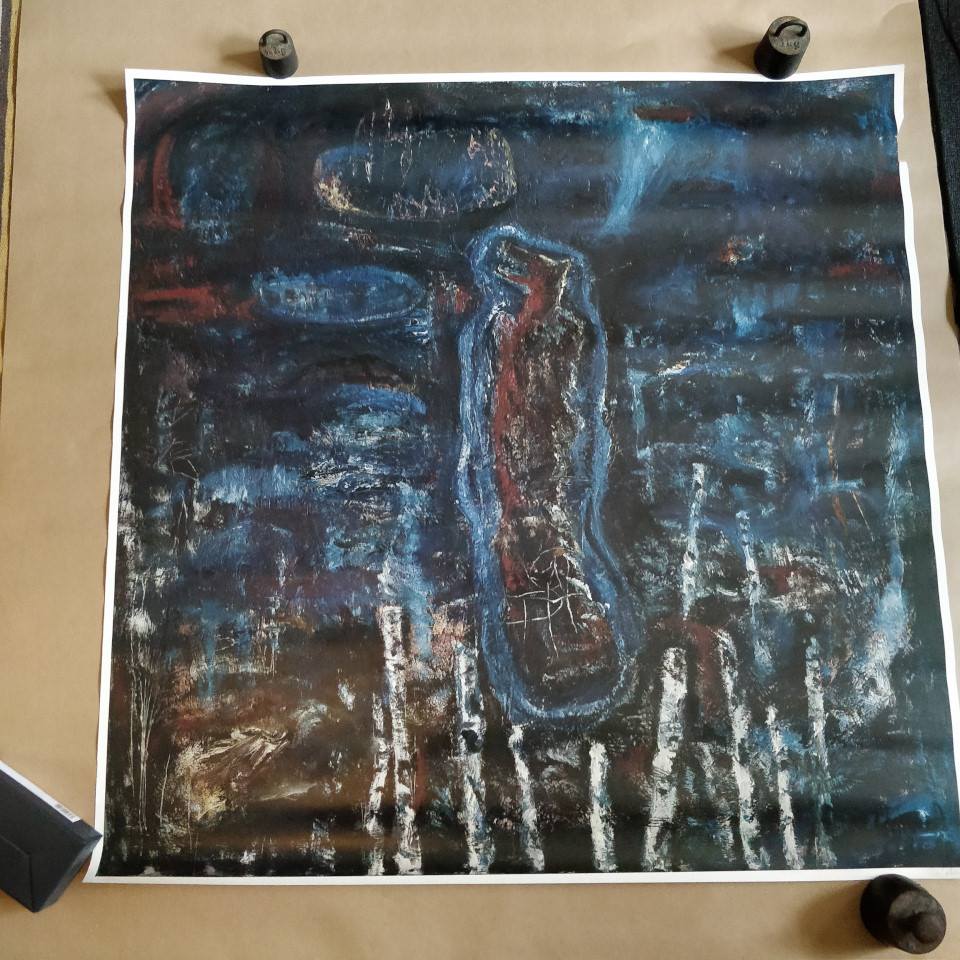 Litografi fra 1989, I nattehimlens farver, 102 x 102 cm.