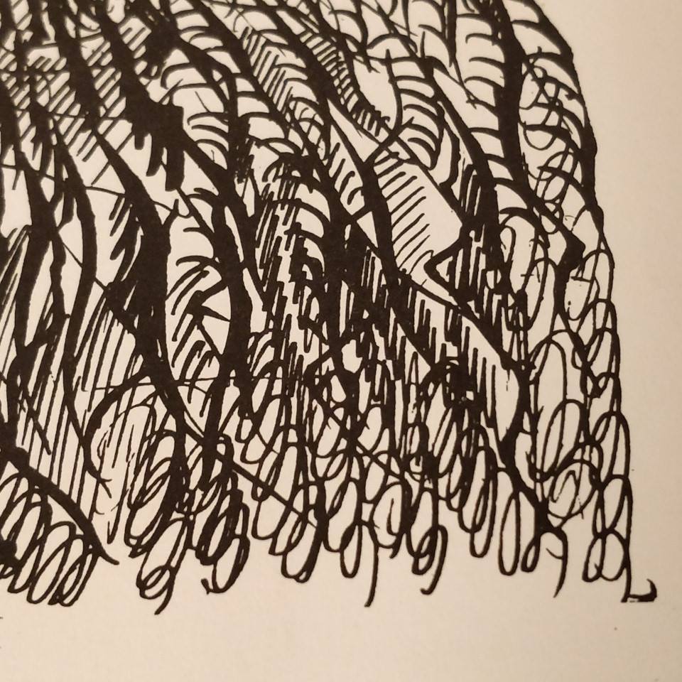 Ældre tusch tegning eller tryk, sort, hvidt. Online salg.